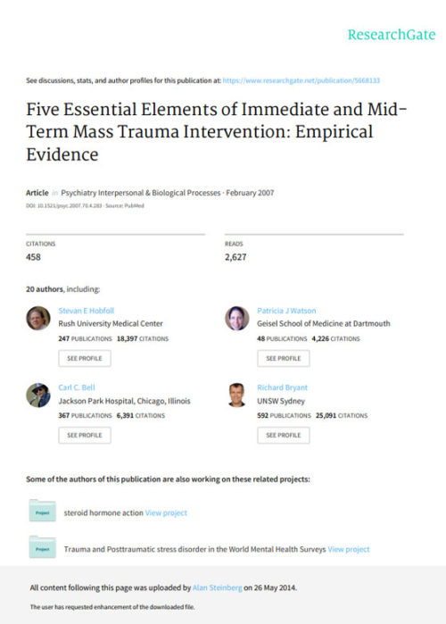 Five Essential Elements of Immediate and Mid-Term Mass Trauma ...